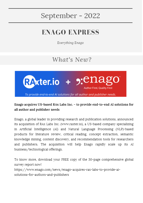 [Newsletter] Enago Express September 2022 | Crimson Interactive